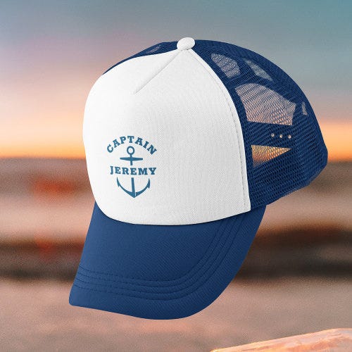 Review Custom Captain Boat Nautical Anchor Navy Ship Hat - Zoto Ree ...