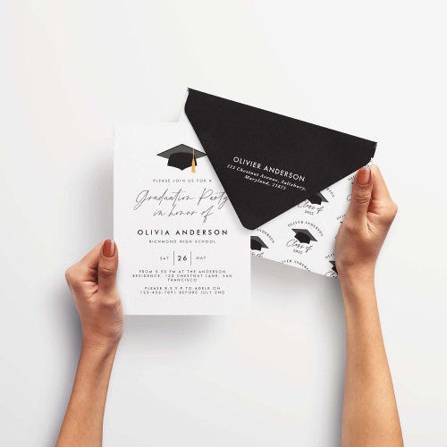 Hot Review! Graduation modern simple elegant black white party ...