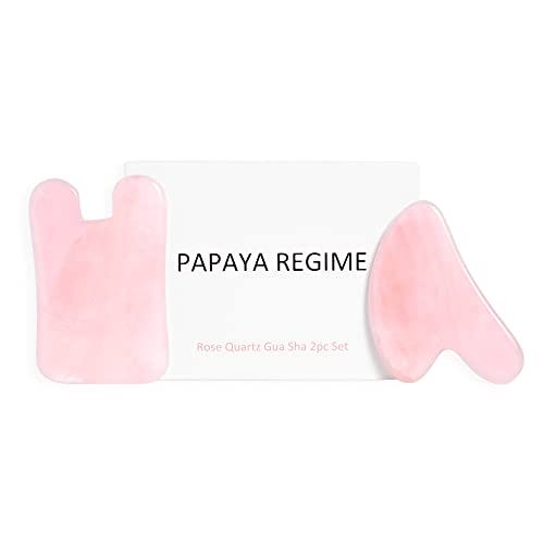 Papaya Regime Rose Quartz Gua Sha Set — Face & Body Tool Set for ...