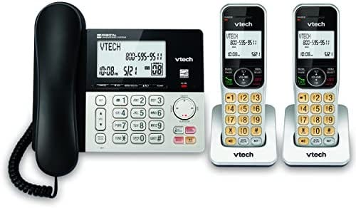 VTECH VG208–2 DECT 6.0 2-Handsets Corded/Cordless Phone for Home with ...