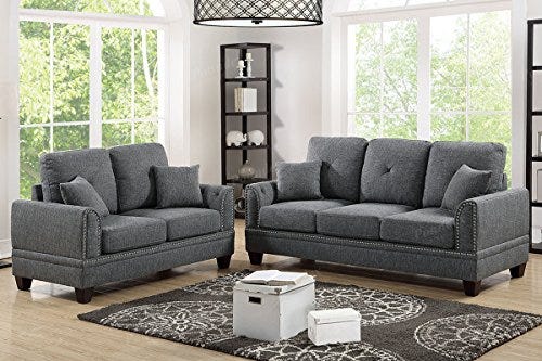 Poundex PDEX- Sofas, Ash Black - Mega Home - Medium