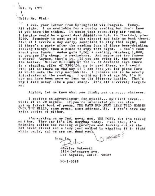 charles bukowski on the literary hustle | by David Connell | david connell | Medium