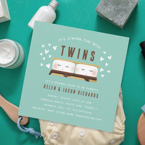 Hot Deals! S’more fun with Twins Baby Shower Invitation - Zoto Ree - Medium