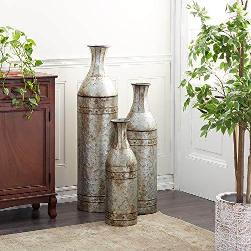 Deco 79 Farmhouse Extra Large Distressed Metal Vases, Set of 3, 43", 33 ...