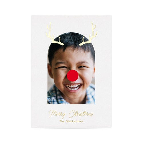 Best Deals Cute and Silly Rudolph Reindeer Photo and Gold Foil Holiday ...