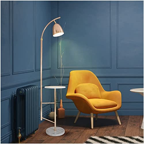 O’NEELDY Black Floor Lamp with Marble Table & Base 70'’ Modern ...