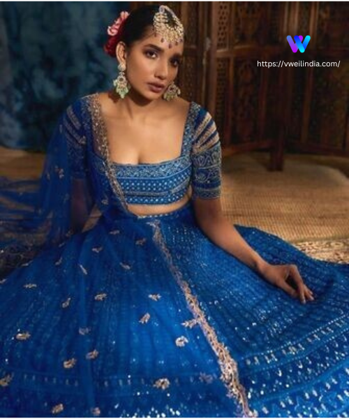 Blue Lehenga For Women - basant meena - Medium