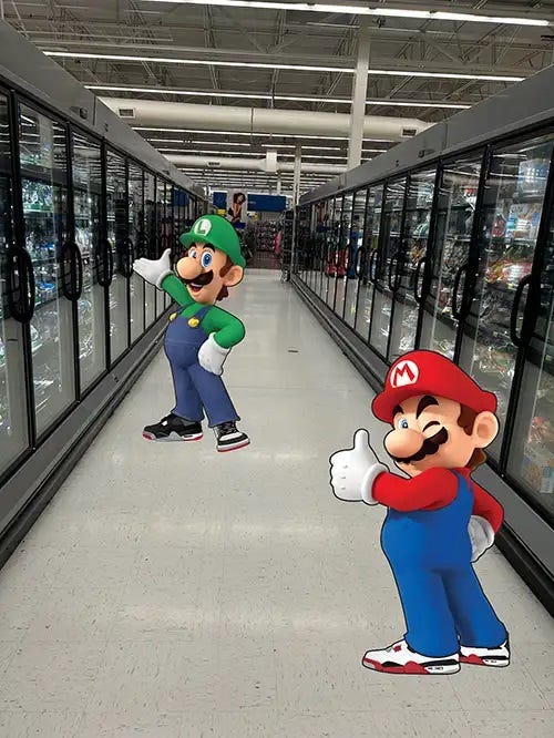Elevating Mario and Luigi: A Walmart Freezer Odyssey Through Vector ...
