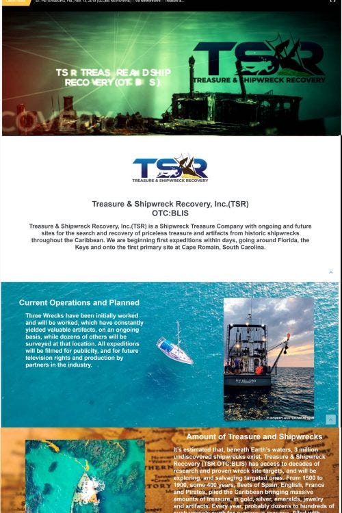 Treasure & Shipwreck Recovery (Stock Symbol: BLIS) is Recovering the ...