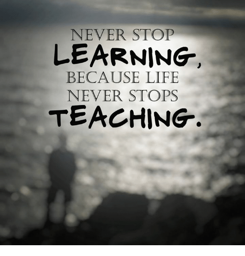 Never Stop Learning Because Life Never Stops Teaching