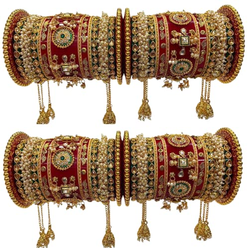 Toys World Bridal Jewellery Bangles Set Gold Plated Rajasthani Chura ...