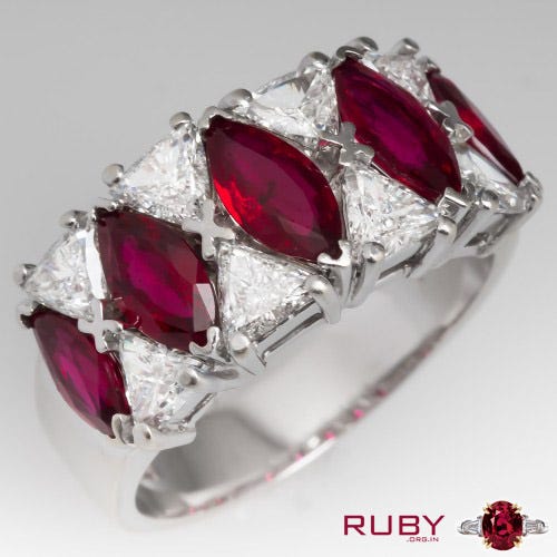 Stylish ruby wedding ring. Stunning Red ruby and diamond wide band ...