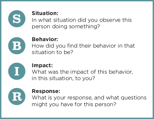 Giving Feedback? Try the SBIR Framework | by Stacey Messier | Medium