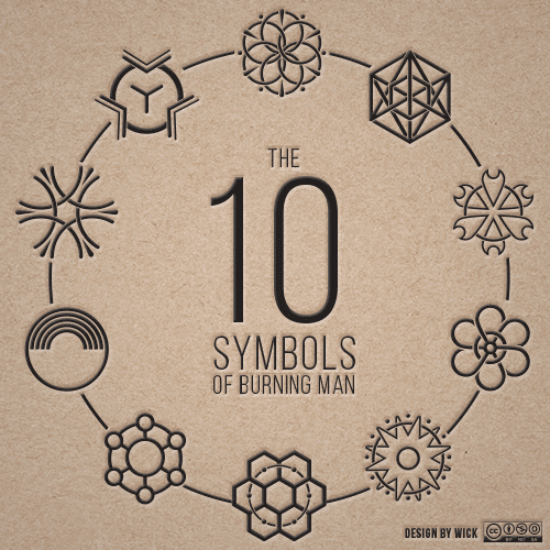 The 10 Symbols of Burning Man. Illustrated geometric icons inspired by ...
