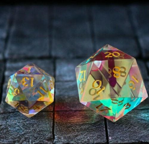 Large Dragon Egg Dichroic Glass D20 — Gemstone Polyhedral Dice - Runic ...