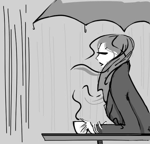 Cartoon Coffee in the Rain. I wore your little Blue flip-flops With ...