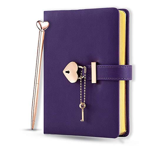 Heart Shaped Lock Diary With Pen (Purple) - Poshieca - Medium