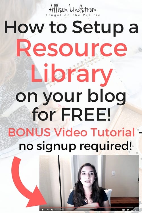 Video Tutorial: How to Set Up a Resource Library On Your Blog for FREE ...