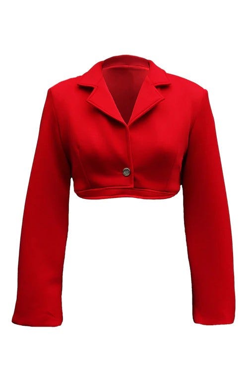 Redefine Power Dressing with Our Red Women’s Crop Blazer - Beeglee - Medium