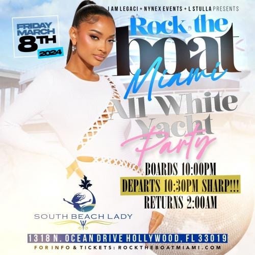 ROCK THE BOAT ALL WHITE BOAT RIDE PARTY JAZZ IN THE GARDENS SPRING BREAK WEEKEND - Harry Ajax ...