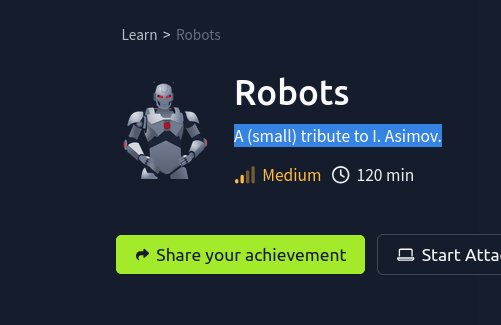 Robots (CTF) — TryHackMe Writeup. A (small) tribute to I. Asimov. | by z0diac | DevOps.dev