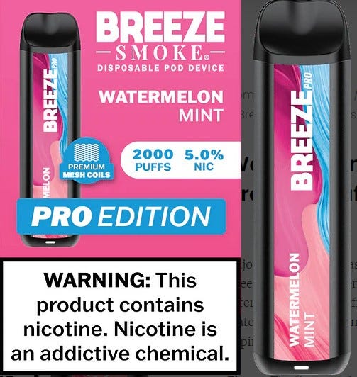 Watermelon Mint — Breeze Pro 2000 Puffs - Mark Henry - Medium