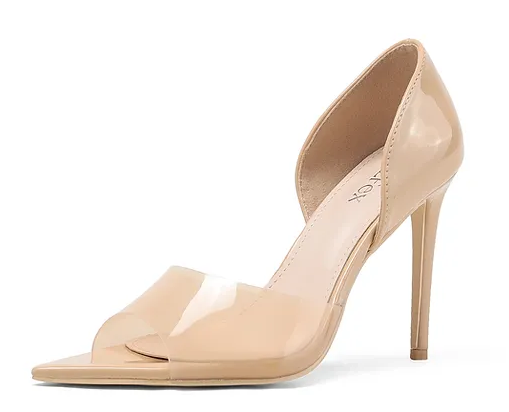 Pointed Open Toe Pumps-Beige - Duo Mei Duo Shoes Ltd. - Medium