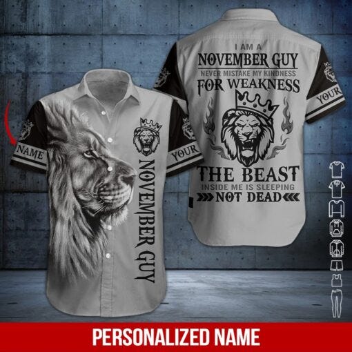 Lion November Guy Custom Name Hawaiian Shirt | For Men & Women | Hn3110 ...