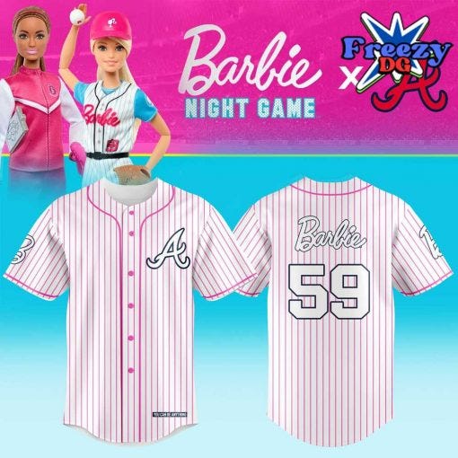 Atlanta Braves x Barbie Night Game 2024 Stripe Baseball Jersey | by Us ...