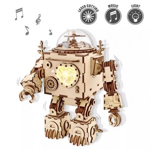 Wooden 3D Music Box Robot Building Brick Kit 221pcs - greatdealnice com ...