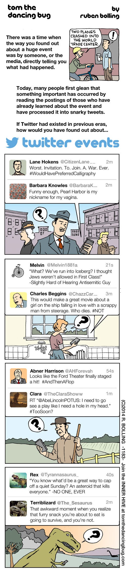 Snarky Tweets Through History. A Tom the Dancing Bug comic strip. | by ...