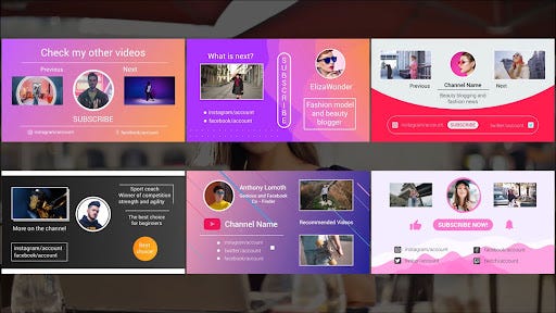 6 FREE YouTube End Screen Template for After Effect — Pik Templates ...