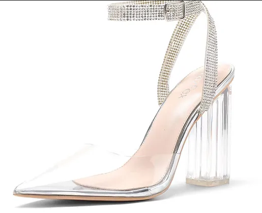 Transparent Rhinestone Straps Heels - Duo Mei Duo Shoes Ltd. - Medium