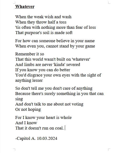 Whatever — Poem - Capitol A - Medium