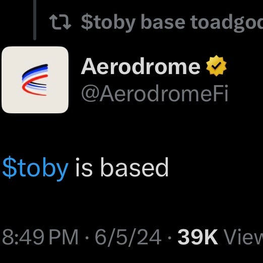 The Base Network Token is $TOBY?. Ohayo, Tobyllionaire! Lisan Al Ghaib ...