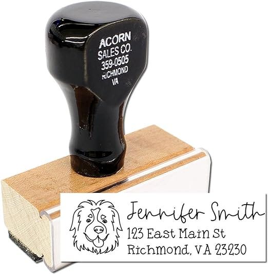 St Bernard Outline Mailing Stamp - Acorn Sales - Medium