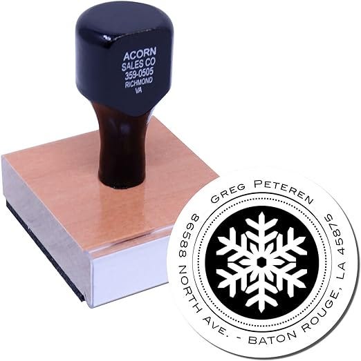 Snowflake Profile Customized Christmas Address Stamp - Acorn Sales - Medium