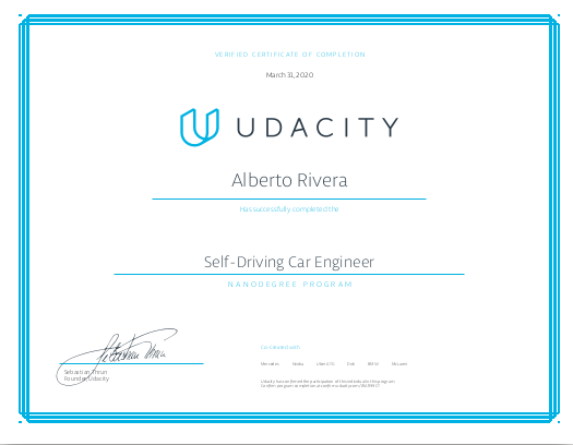 Udacity Self Driving Car Nanodegree in 2020 | by Alberto G. Rivera | Medium