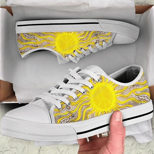 Hippie Sun White Shoes For Gift Birthday Fashion Canvas Low Top Shoes ...