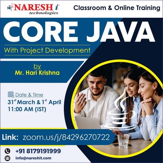 Attend a Free Demo On Core Java by Mr. Hari Krishna. NareshIT-2023. - Prasanna NareshIT - Medium