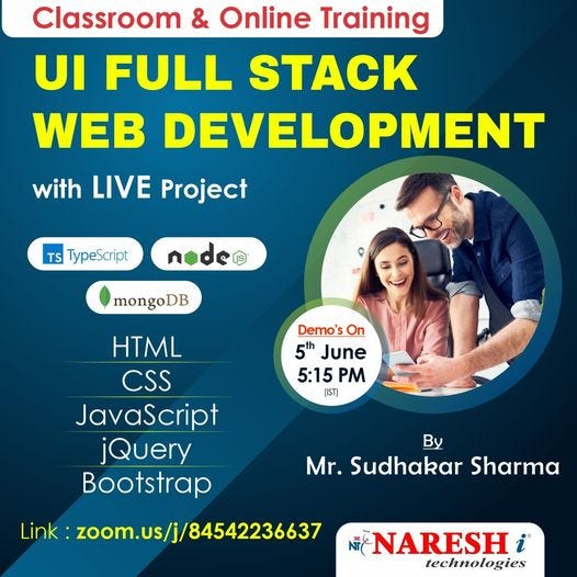 👉Attend a Free Demo On UI Full Stack Web Development by Mr. Sudhakar ...