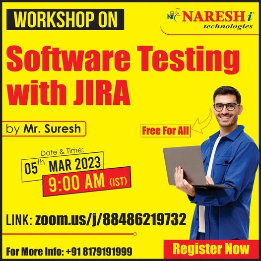 👉Attend Free Workshop on Software Testing with JIRA by Mr. Suresh ...