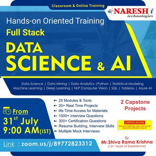 Full Stack Data Science & AI Online Training — Naresh IT - Avinash Nit - Medium