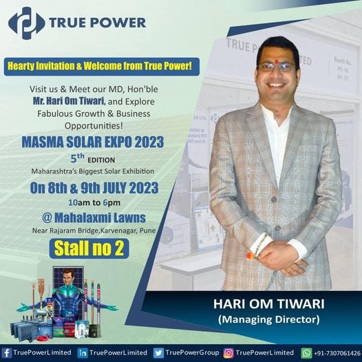 Hearty Invitation & Welcome From True Power MASMA SOLAR EXPO 2023 ...