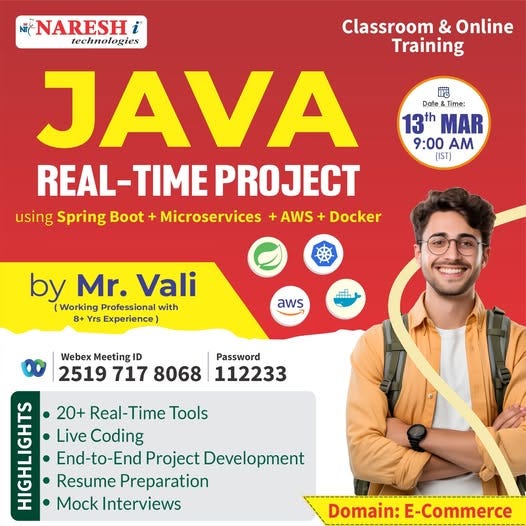 🚀 Java Real-Time Project Training — Classroom & Online! 🚀 - Nareshitpraveen - Medium
