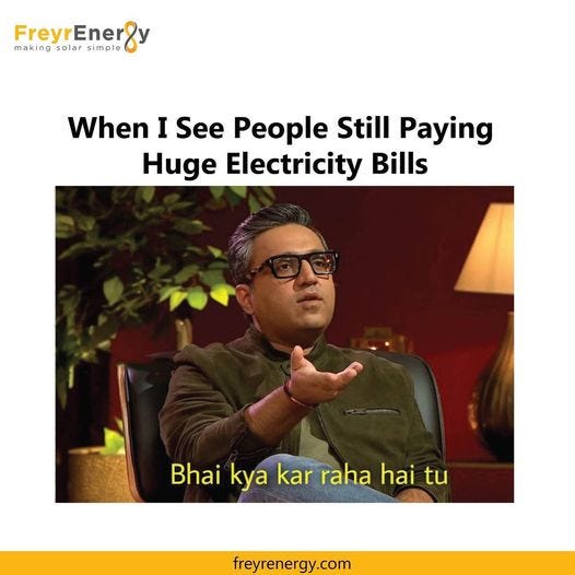 When i see people still paying huge electricity bills — Freyr Energy ...