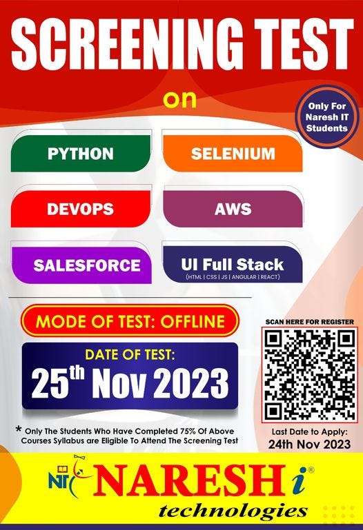 Screening Test Only for Naresh IT Students - Avinash Nit - Medium