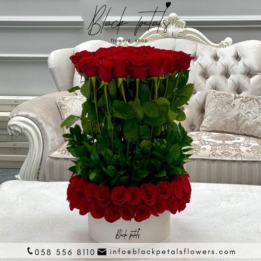 100 Red Roses in a Low-Round Box — Black Petals Valentine’s Day Special ...