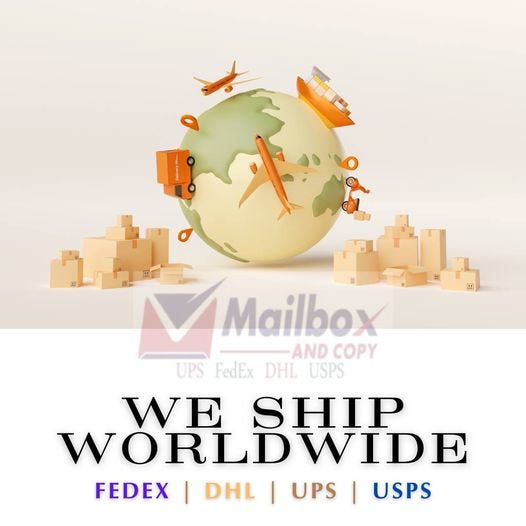 We Ship Worldwide — FEDEX, DHL, UPS, USPS - Mailboxandcopy - Medium