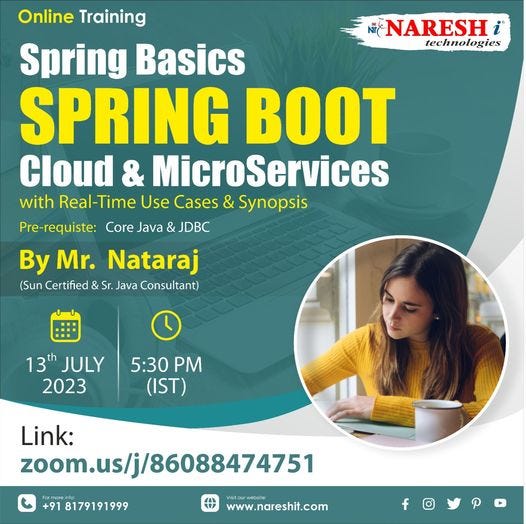 👉Attend a Free Demo On Spring Boot & Micro Services by Mr Nataraj. - Prasanna NareshIT - Medium